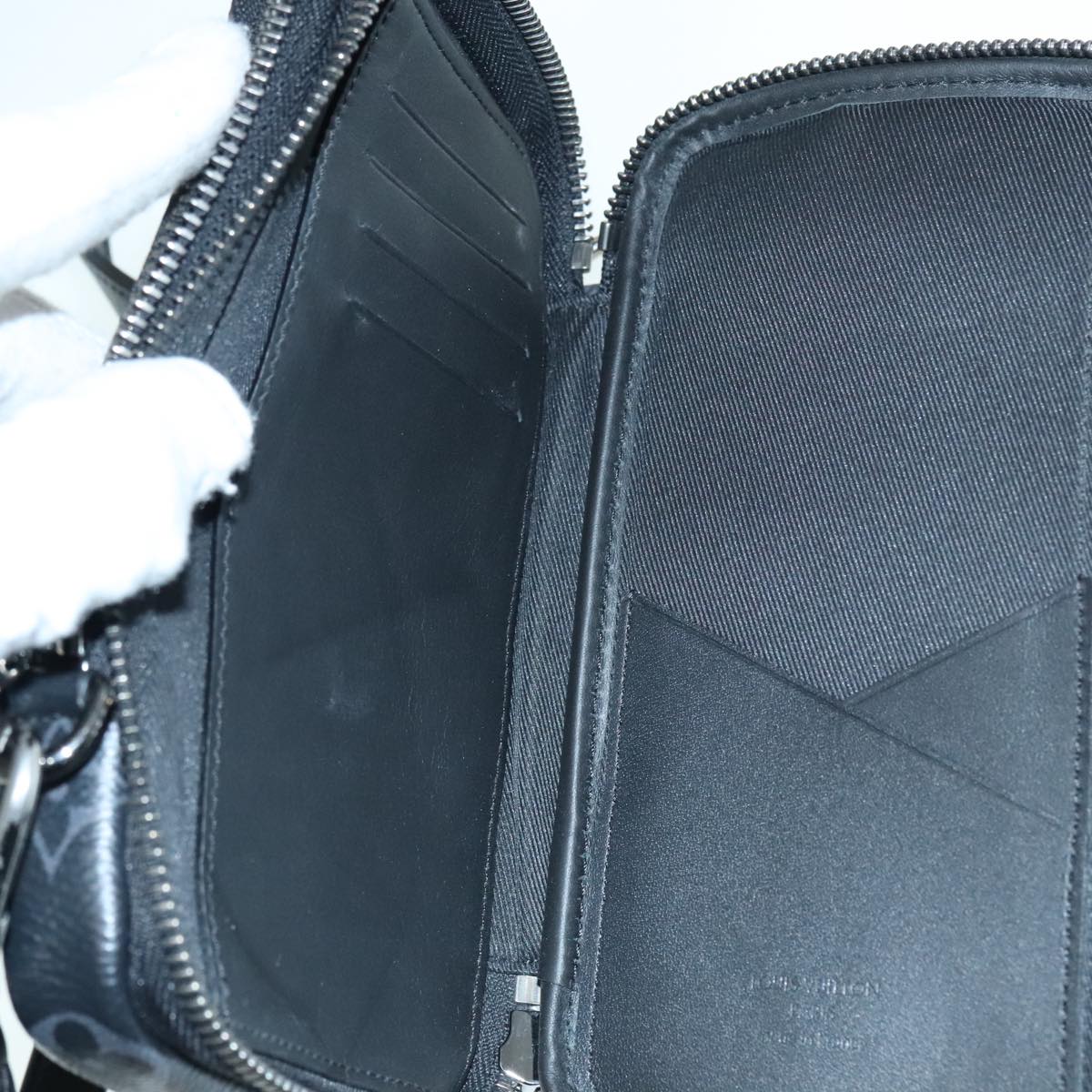 LOUIS VUITTON Monogram Eclipse Double Phone Pouch Gray LOUIS VUITTON Monogram Eclipse Double Phone Pouch Gray