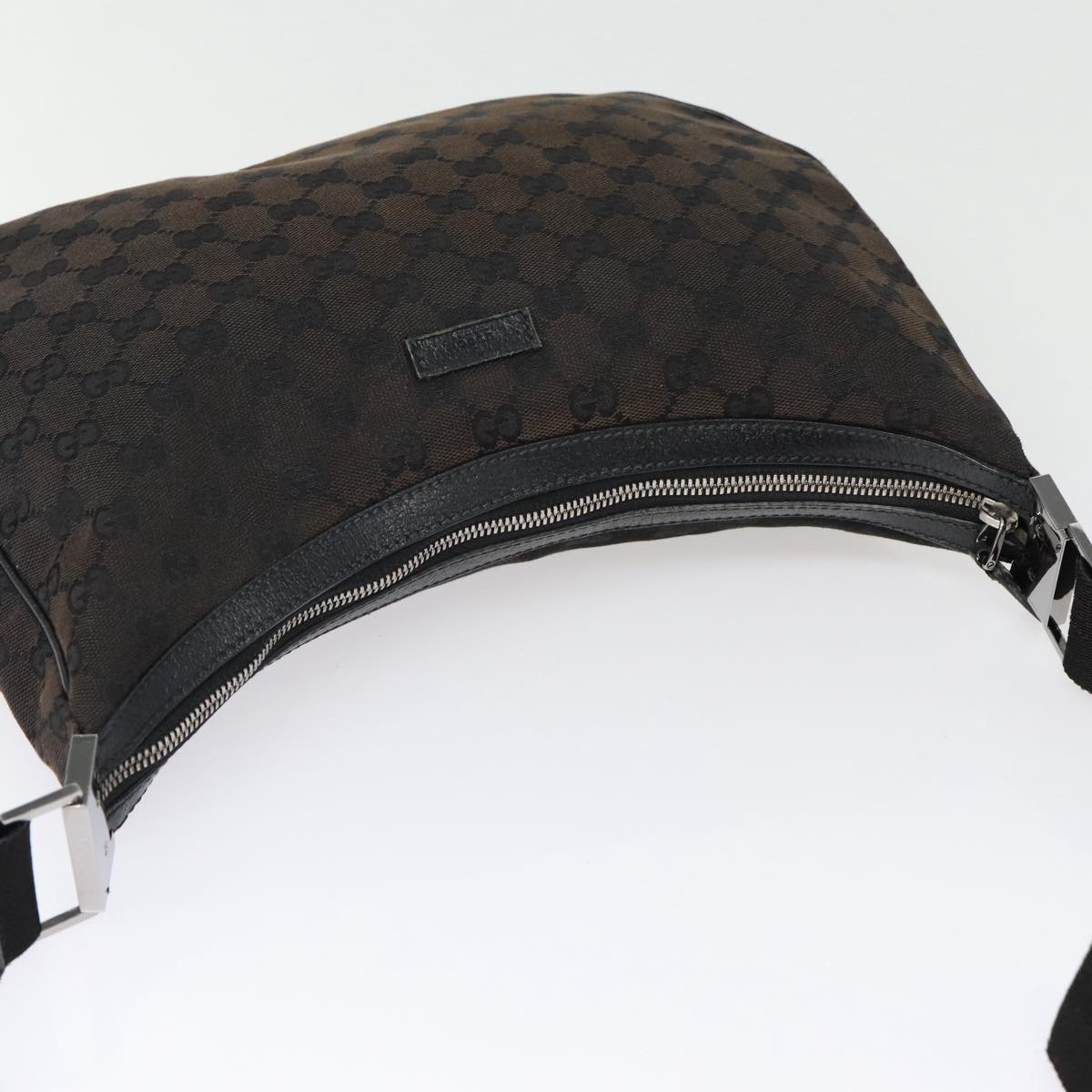 GUCCI GG Canvas Shoulder Bag Black Silver 122790 Auth ep5395 GUCCI GG Canvas Shoulder Bag Black Silver 122790 Auth ep5395