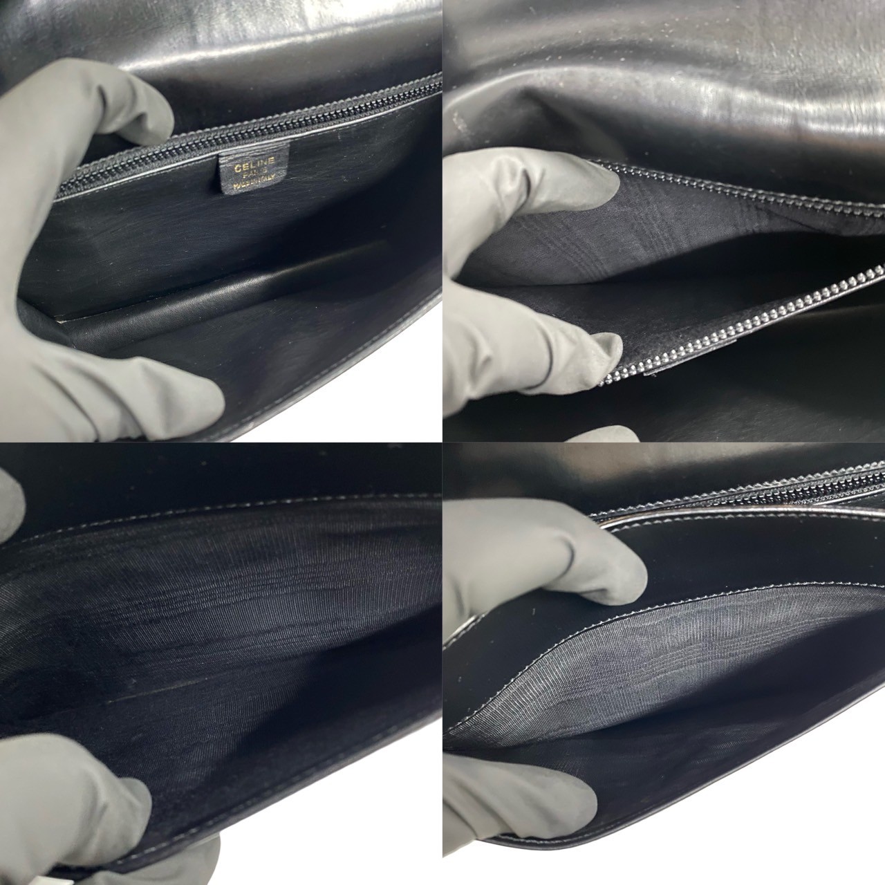CELINE Star Ball Logo Metal Shoulder Bag leather black 27434 CELINE Star Ball Logo Metal Shoulder Bag leather black 27434
